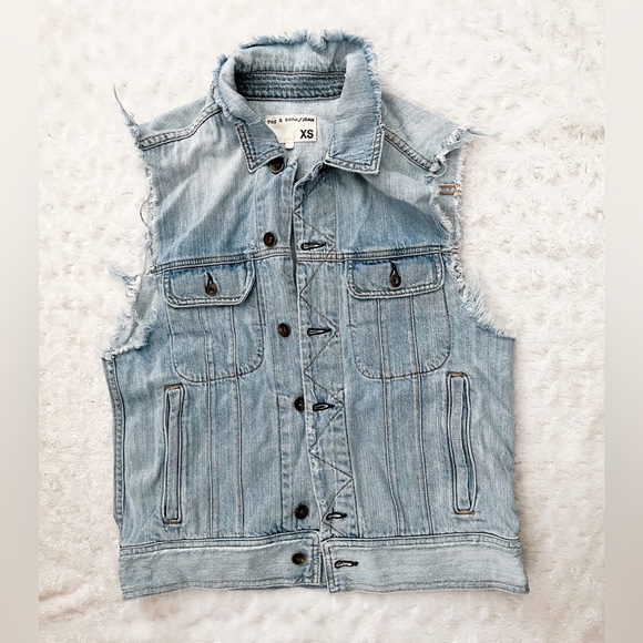rag & bone | Jackets & Coats | Rag Bone Distressed Frayed Denim Vest ...